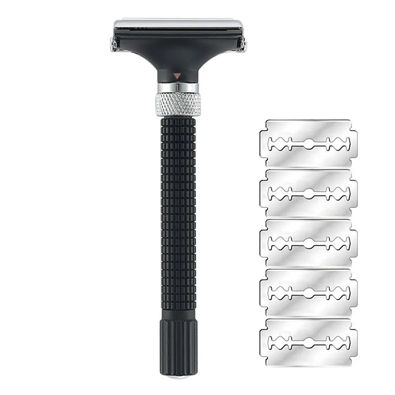 Yintal Adjustable Butterfly Open Double Edge Safety Razor Black Silver ...