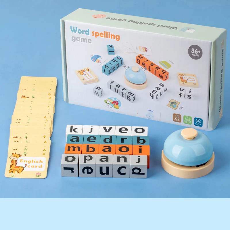 Juguete de madera Montessori para deletrear palabras, letras, desafío ...