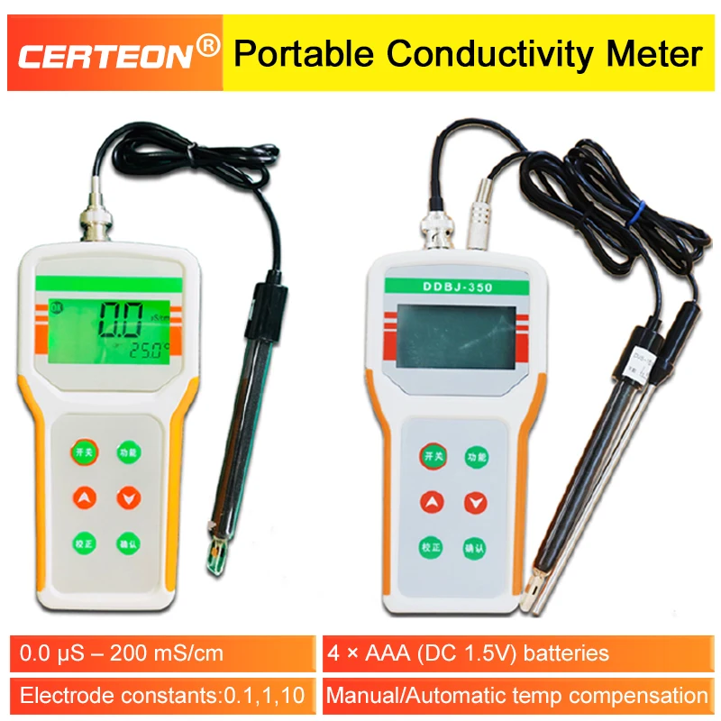 DDBJ-350 Portable Conductivity Meter Digital Water Conductivity Tester ...