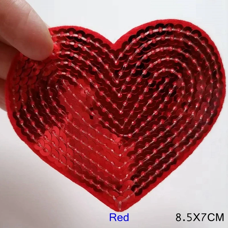 New-10pcs-lot-Sequined-Patches-Iron-on-Red-Love-Heart-Sequins-Patch-Appliqued-DIY-Sewing ...