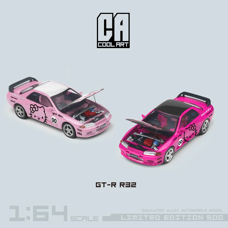 Cool-Art-1-64-GT-R-R32-Alloy-car-model-Cartoon-Painting-Pink-for ...