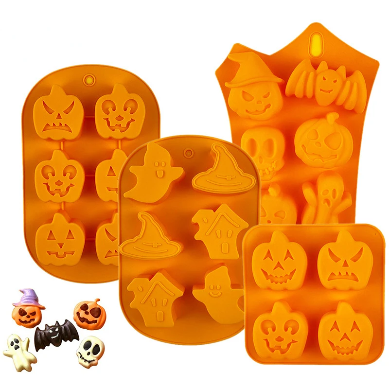 Silicone Halloween Mold Bone Ghost Bat Pumpkin Chocolate Cake Baking ...