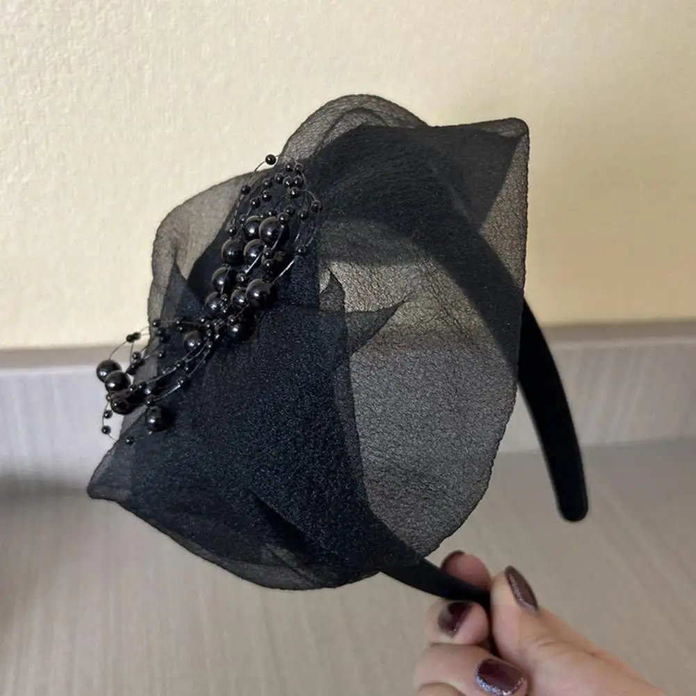 Prom-Headband-Elegant-French-Style-Wedding-Headband-with-Beads-Mesh ...