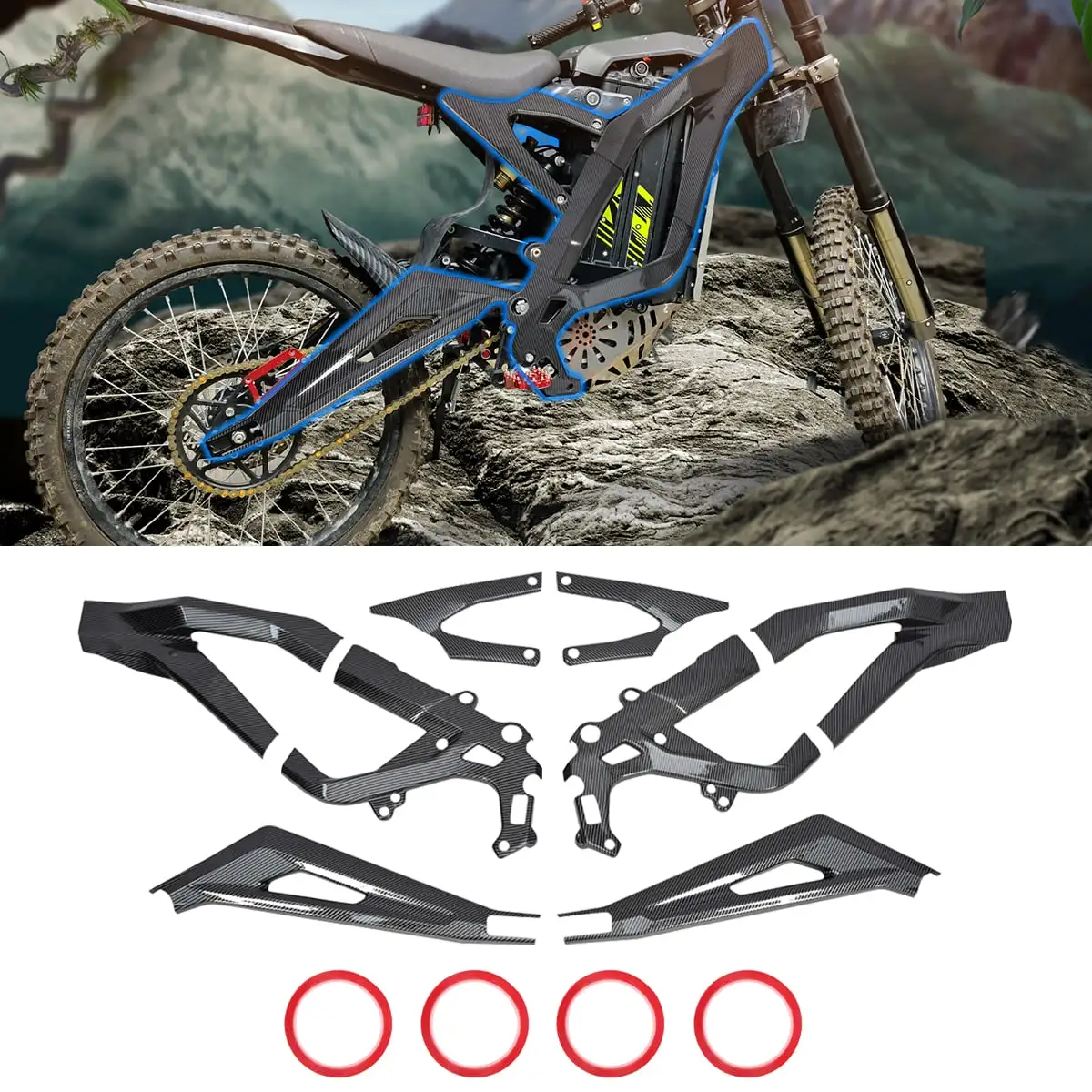 Motorcycle Frame Guards Body Protection Decorative Cover Carbon Fiber ...
