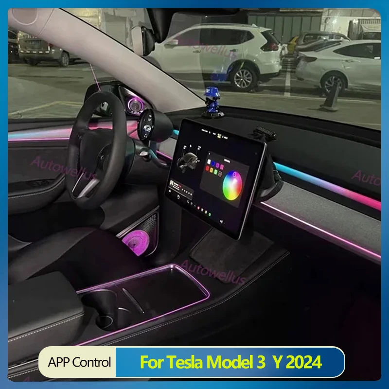 Inter-car-dynamic-ambient-Light-64-For-Tesla-Model-Y-3-2024-Decorate ...