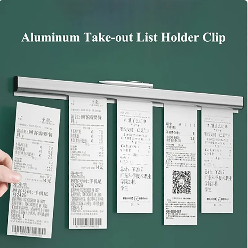 Take-out-List-Receipt-Clip-Aluminum-Alloy-Wall-mounted-Sticked-Grabber ...