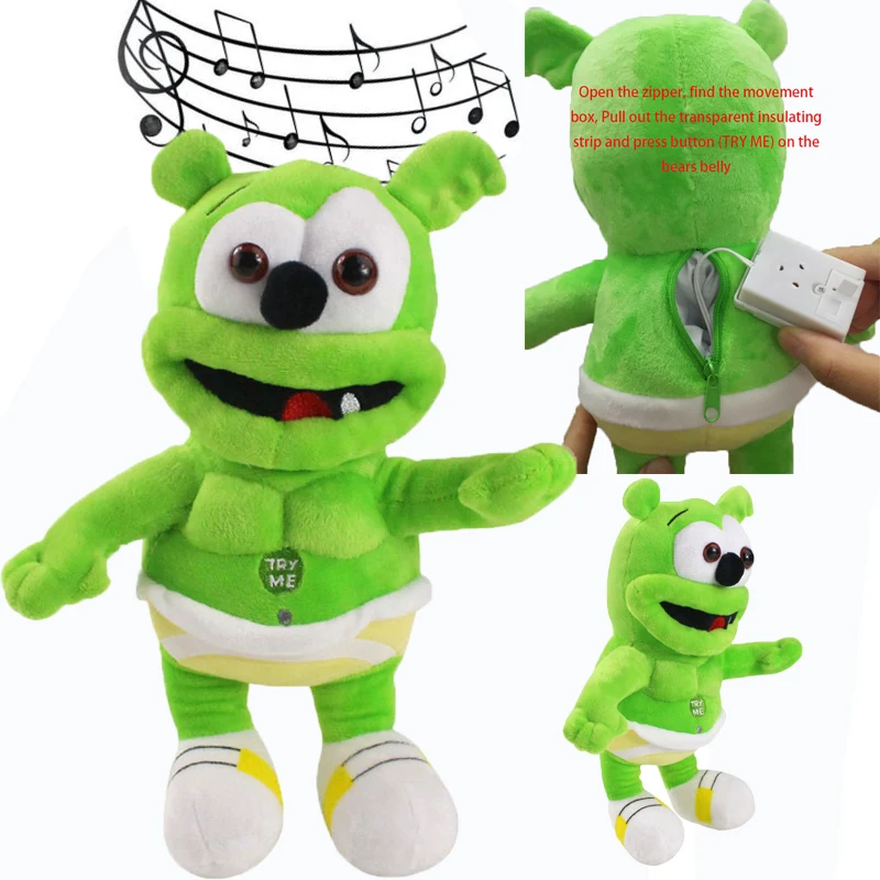 30CM Singing Music Gummy Bear Plush Toy Doll Gummy Stuffed Dolls ...
