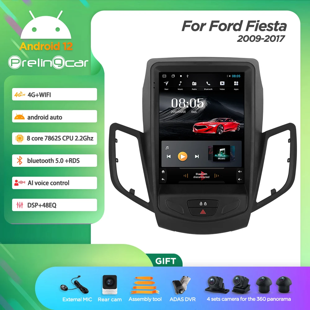 Android 12 System Vertical Player For Ford Fiesta 2009-2016 Years ...