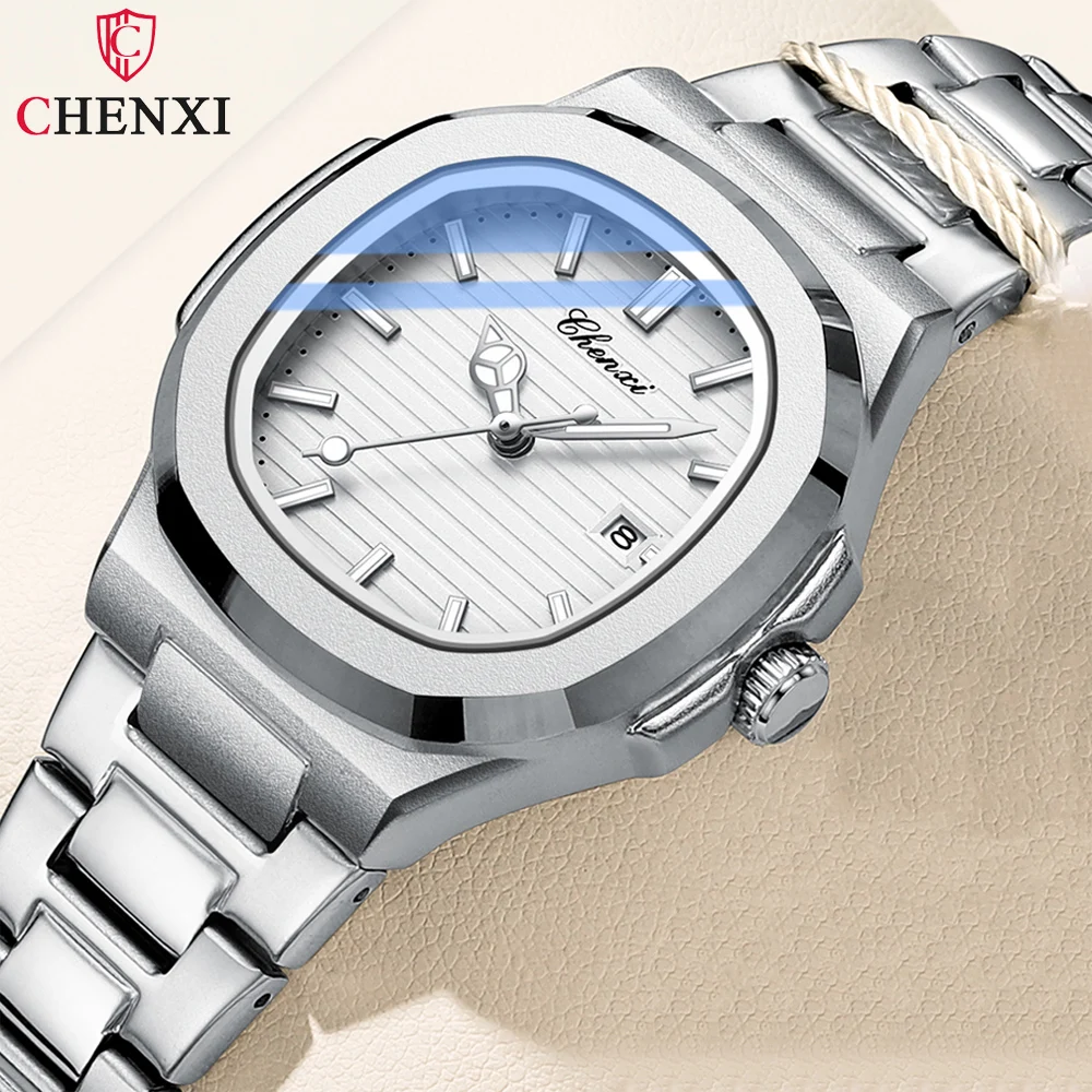 CHENXI-Striped-Dial-Quartz-Watch-Women-Solid-Stainless-Steel-Strap-Luminous-Simple-Fashion ...