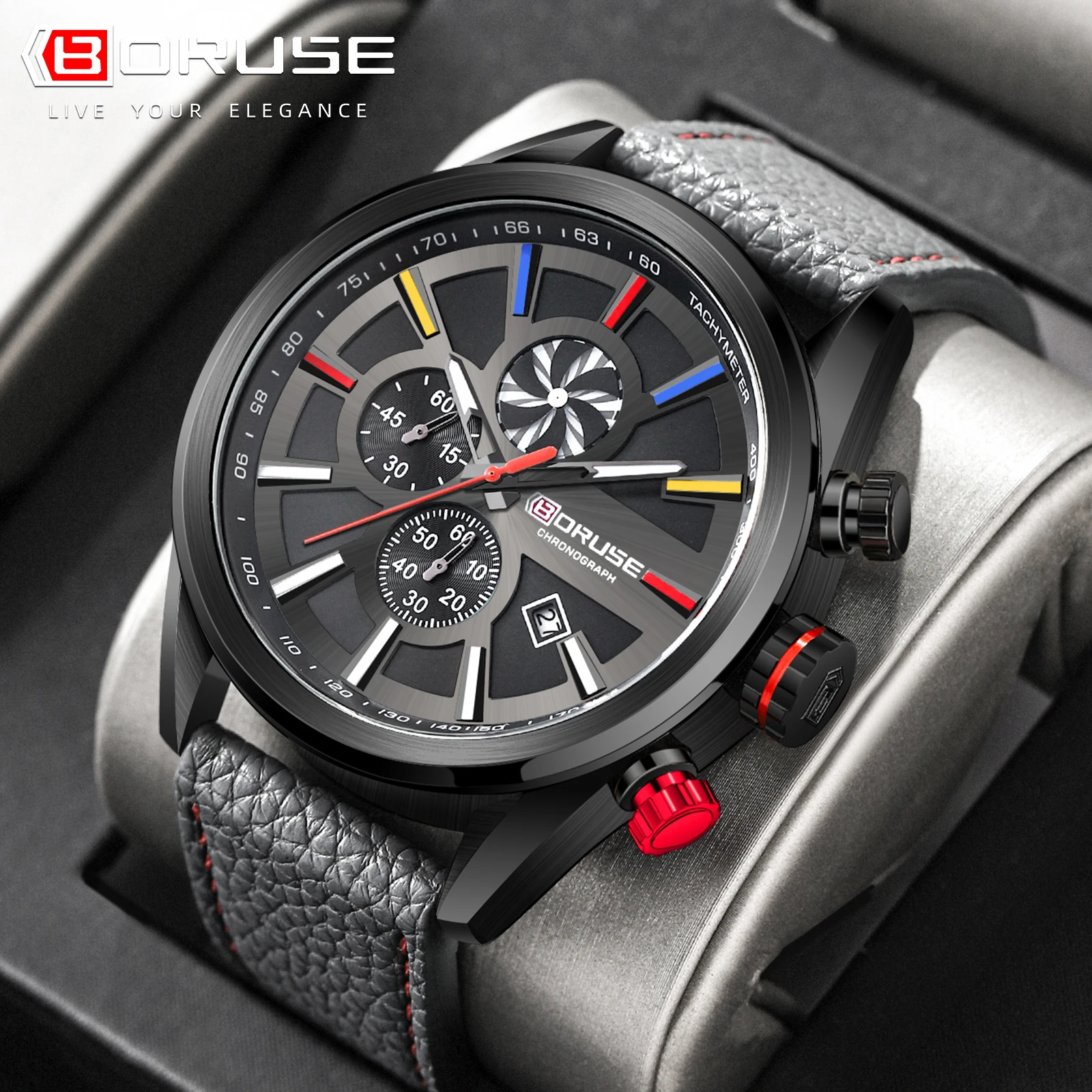 BORUSE-Casual-Sport-Watches-for-Men-Luxury-Military-Leather-Wrist-Watch ...