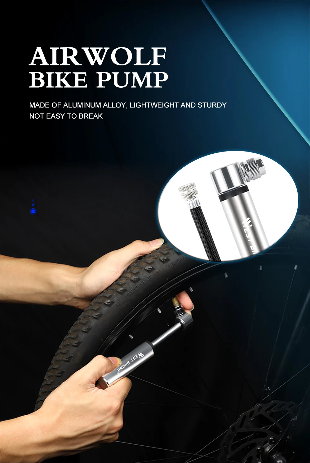 Aiguille De Pompe,Presta Valve pompe à pneu de vélo à main 85g gonfleur ...
