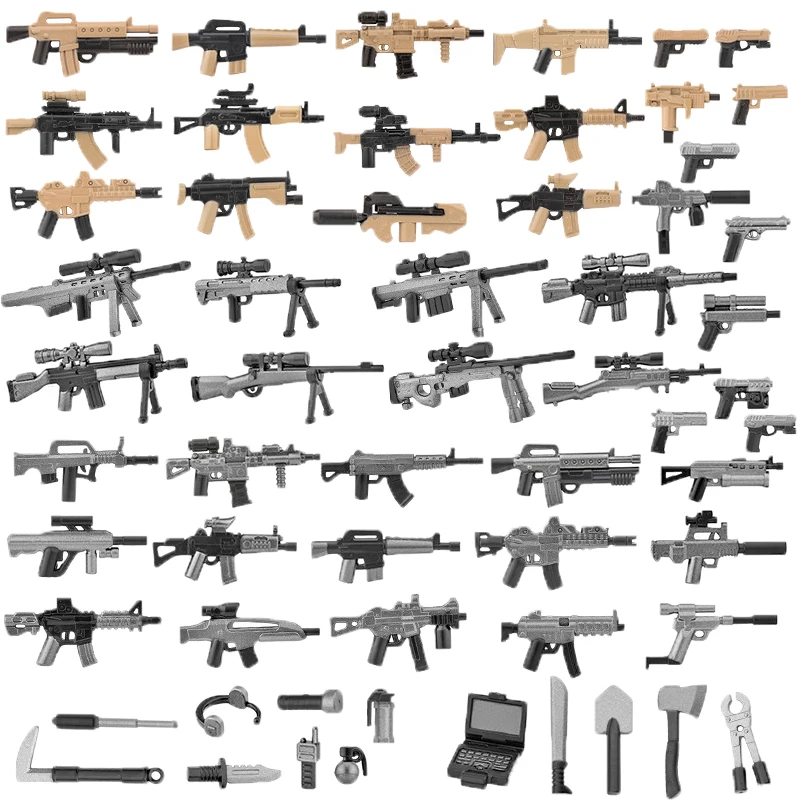 WW2 EUA Alemão Bicolor Gun Soldado Figura Building Block Acessórios M4 ...