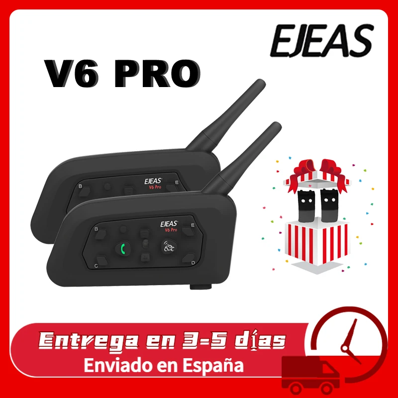 EJEAS intercomunicador V6 PRO con Bluetooth para casco de motocicleta ...