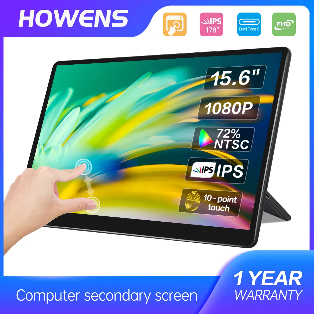 Monitor-port-til-do-toque-com-suporte-15-6-Polegada-Tela-IPS-FHD ...