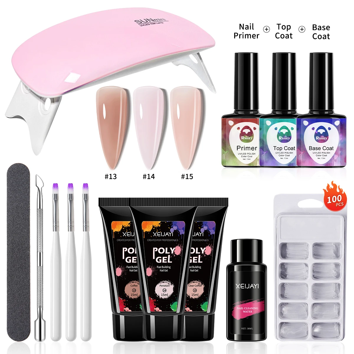 Poly-Nail-Gel-Conjunto-Completo-Extens-o-Gel-Polon-s-Steal-Push-Base-e ...