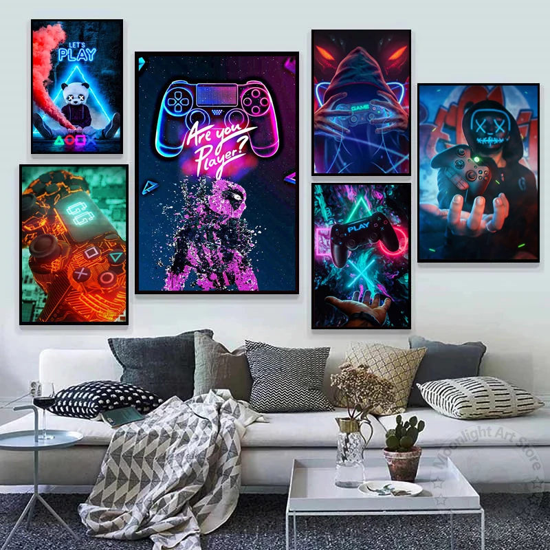 Nordic Game Art Poster Prints Gamer Controller Canvas Painting Gamepad ...