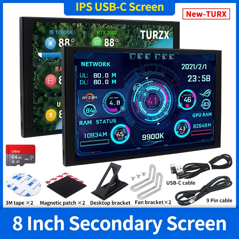 New 8 Inch IPS USB Smart Screen TURZX 1280x800 Secondary Screen ...