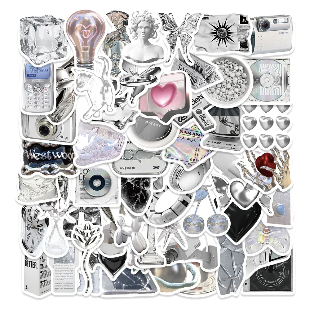 11-33-66PCS-Silver-Laser-Waterproof-Graffiti-Sticker-Aesthetic ...