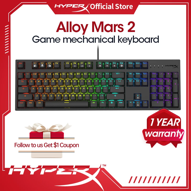 Original-HyperX-Mars-2-Wire-Red-Switch-Gaming-Keyboard-RGB-Backlight ...