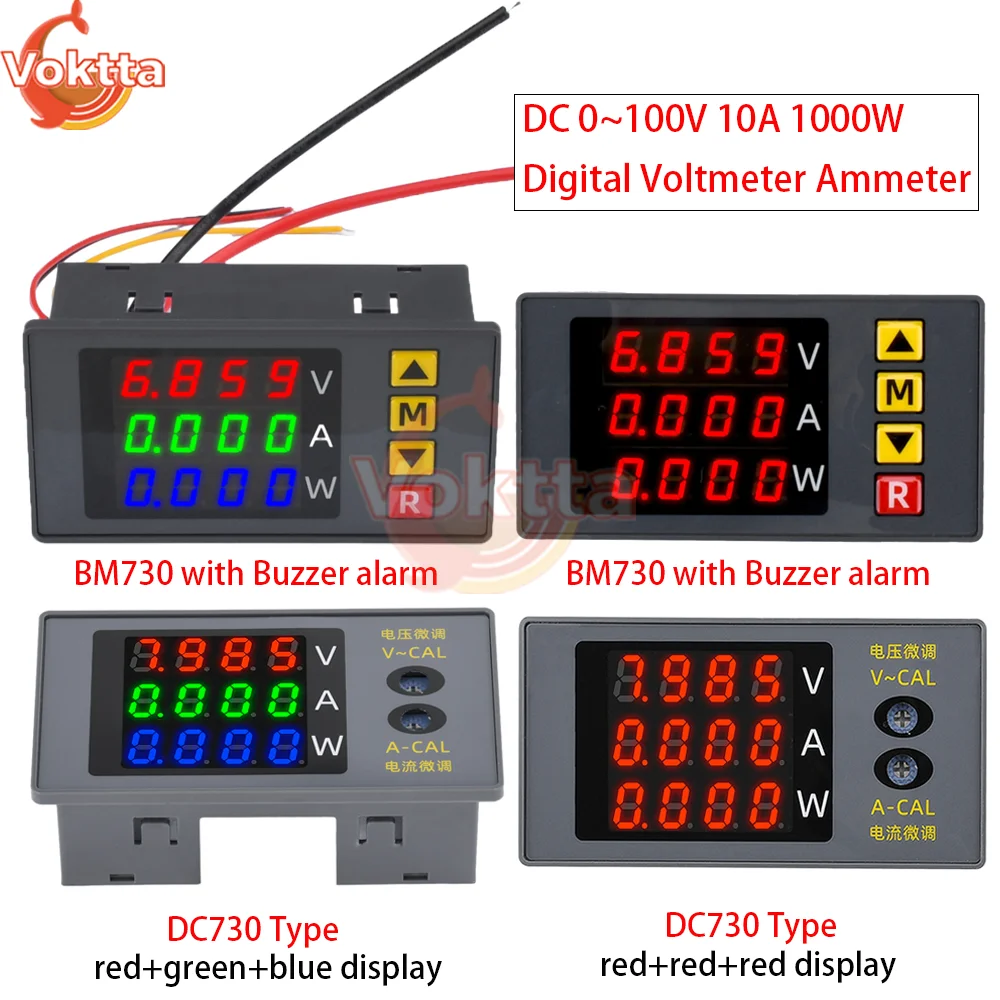 DC 0-100V 10A 4-digit High Precision Voltage Tester Current Meter ...