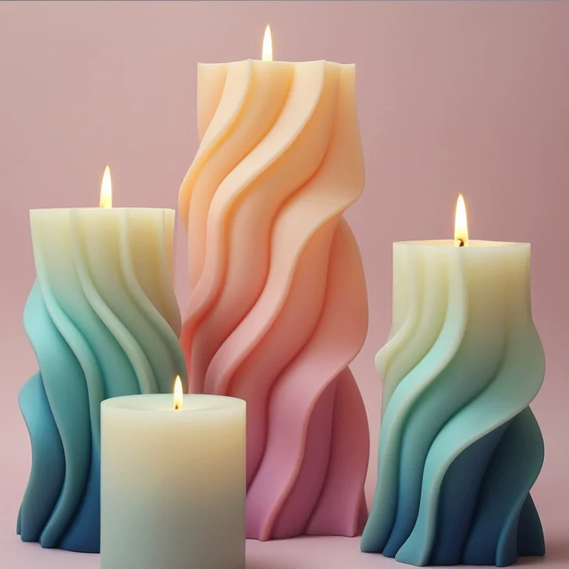 New Wave Cylindrical Candle Silicone Mold Spiral Geometric Shape ...