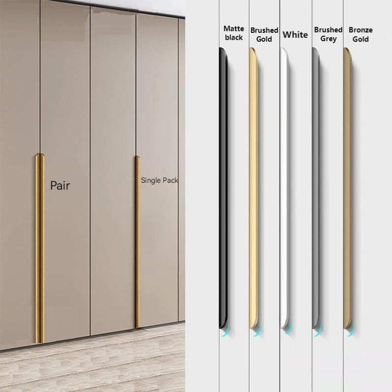 80-1200mm Invisible Light Luxury Door Handle No Punching Wardrobe Edge ...