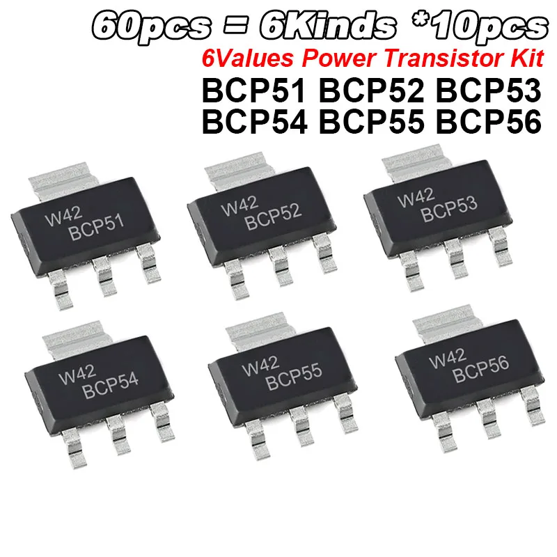 60 unids/set BCP51 BCP52 BCP53 BCP54 BCP55 BCP56 Kit de transistores de ...