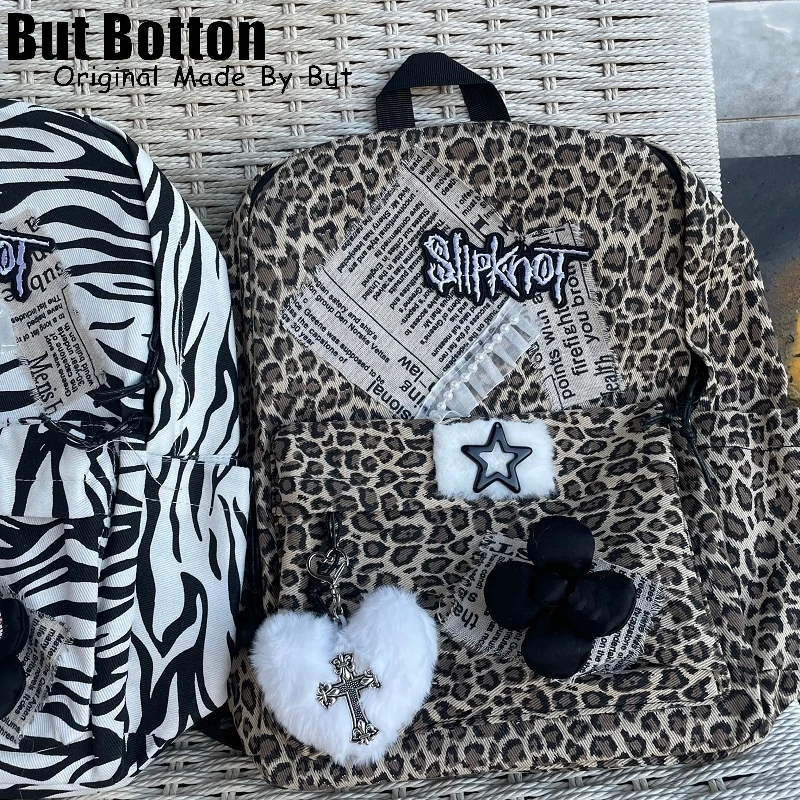 Zebra-Print-leopard-print-canvas-sweet-cool-backpack-spice-girl-student ...