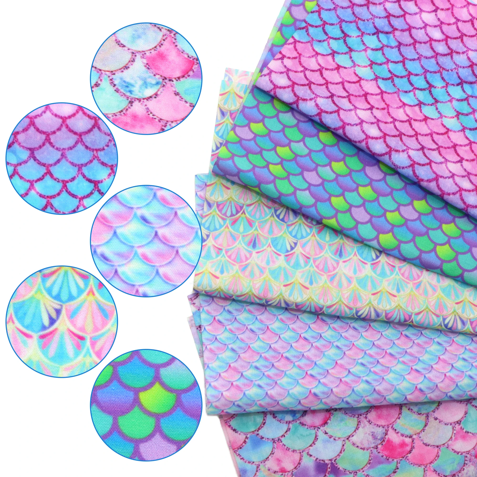 5pcs-25x20cm-Rhombus-Geometric-Fish-Scales-Pattern-Multicolor-Fabric ...