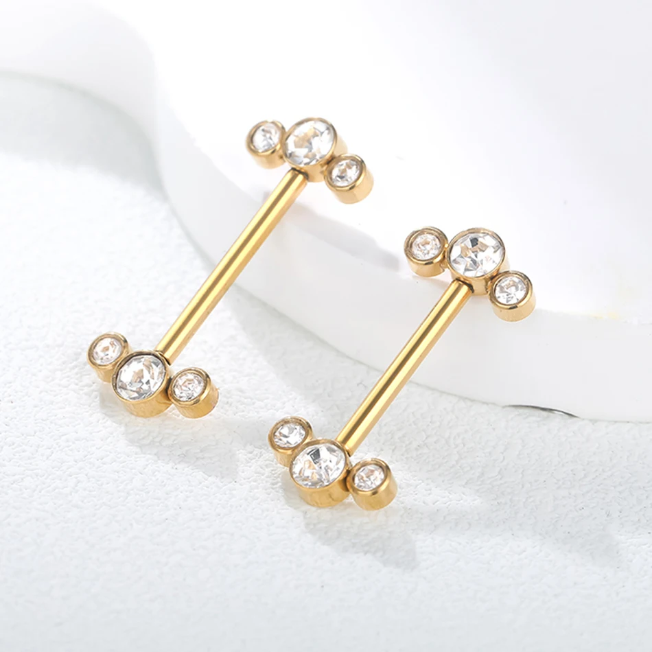 Plant-Titanium-Plants-Barbell-Rings-for-Women-CZ-Bezel-Set-Gold-Plated ...