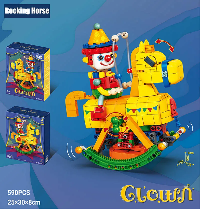 City-MOC-Clown-Rocking-Horse-Building-Blocks-DIY-Creative-Chevalier-The ...