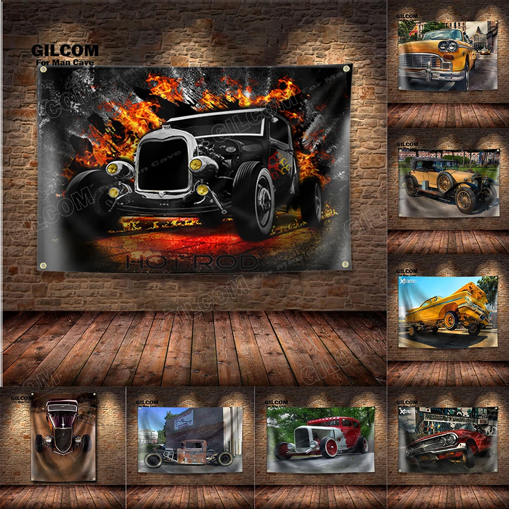 Classic-Cars-Retro-Banner-Flag-Poster-Wall-Art-Decoration-AD-Vintage ...