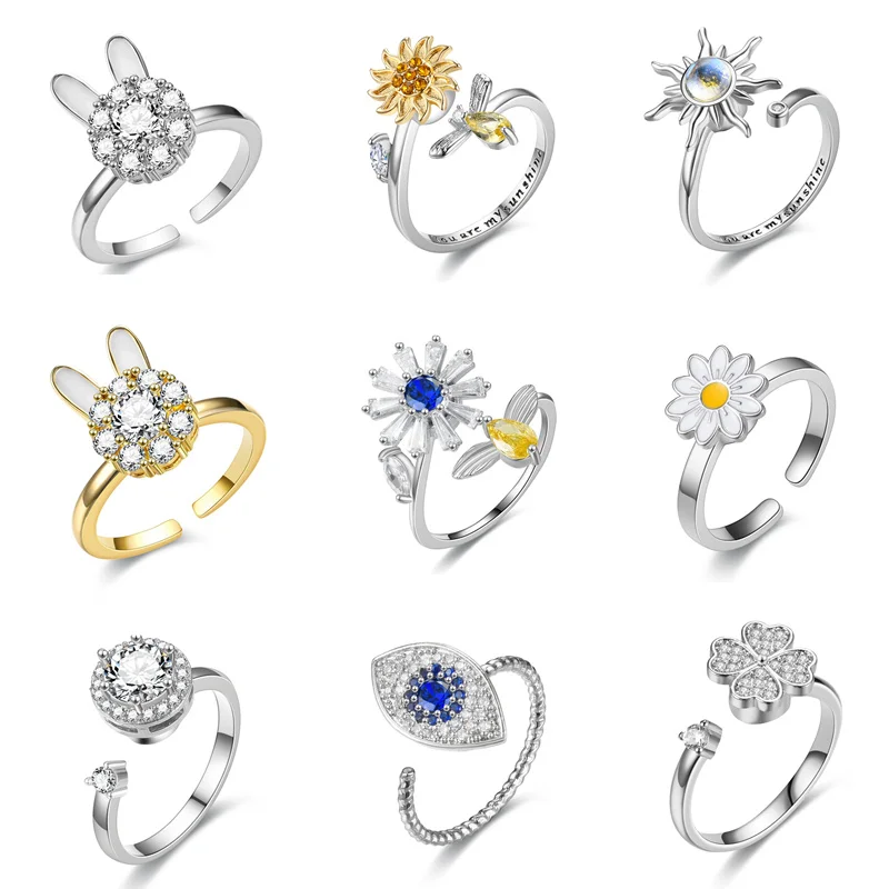 Anillo-giratorio-antiestr-s-para-mujer-sortija-giratoria-con-dise-o-de ...