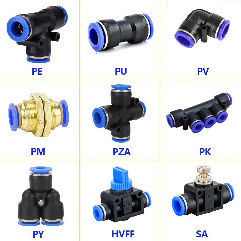 Pneumatic-Fitting-Pipe-Connector-Tube-Air-Quick-Fittings-Water-Push-In ...