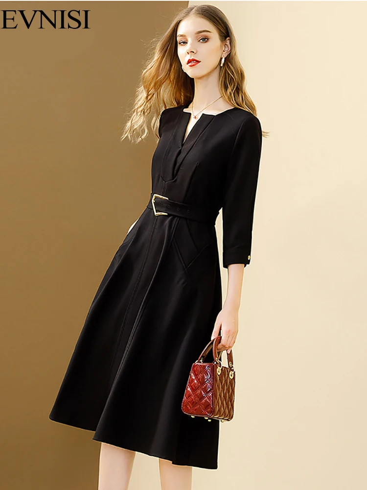Dresses Office Black | Autumn Dress Elegant Office | Black Dress ...
