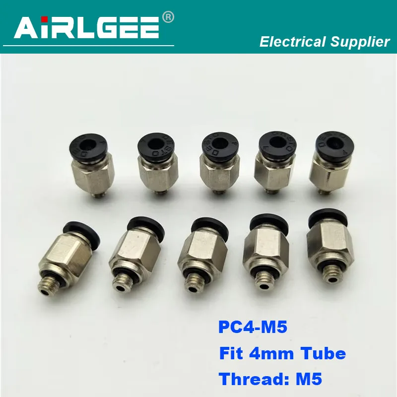 M5 Thread to 4mm Hole Tube Air Pneumatic Push in Quick Fittings ...