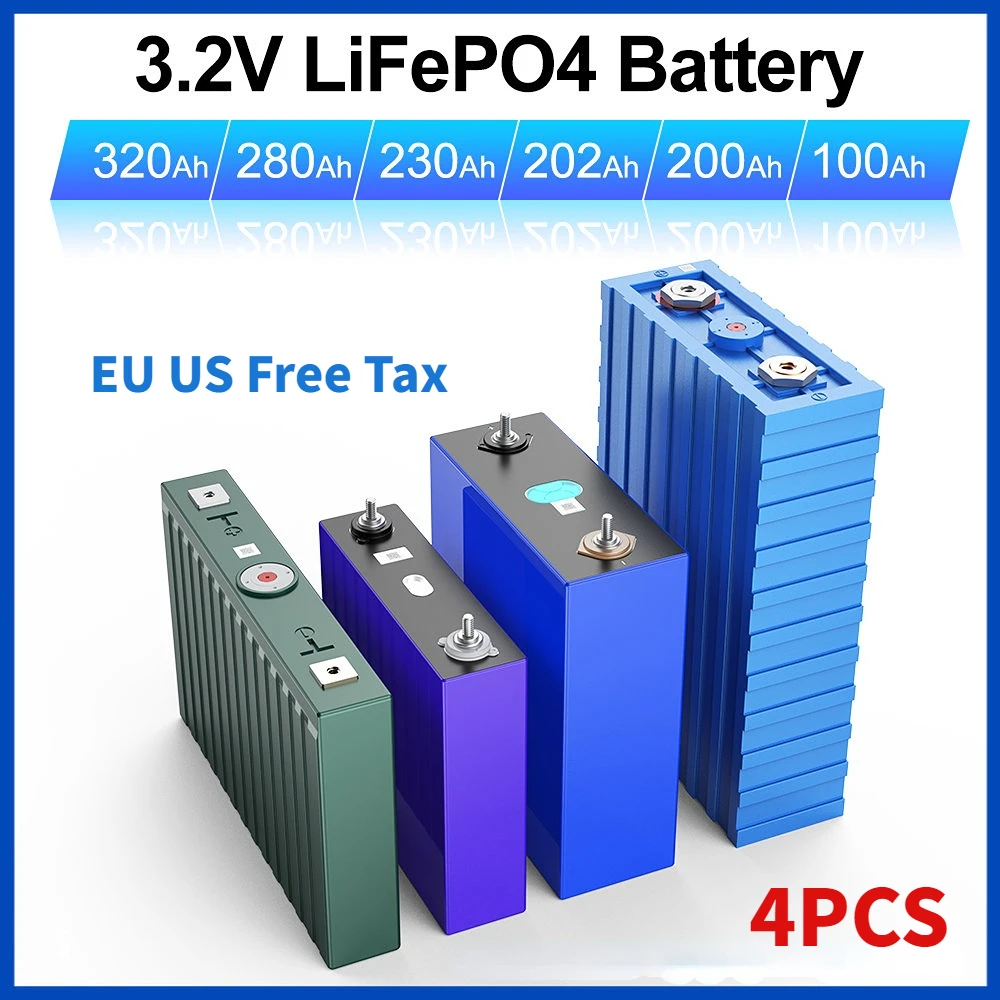 4Pcs 3.2v 320Ah 280AH 200Ah 120Ah 100Ah Rechargable Lifepo4 Battery ...
