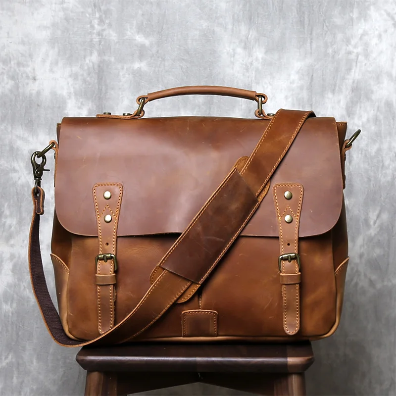 Britse-Retro-Gekke-Paardenleren-Handtas-Heren-Lederen-Messenger-Tas ...