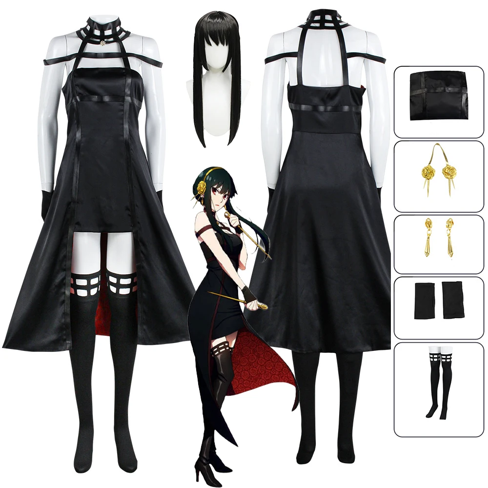 Yor-Forger-Cosplay-Costume-pour-Femme-Anime-Spy-X-Family-Noir-Robe ...