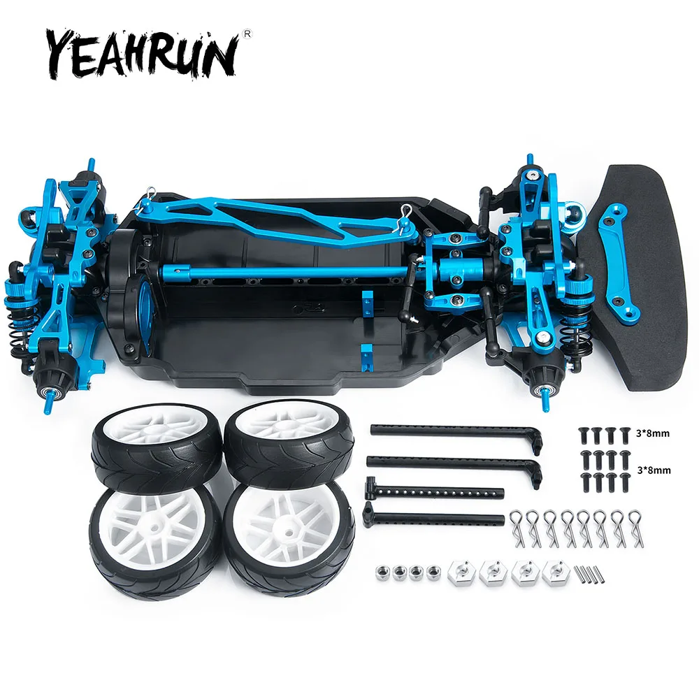YEAHRUN Metall Legierung & Kunststoff Rahmen Kit mit Rädern für Tamiya TT02 1/10 RC Drift Auto ...