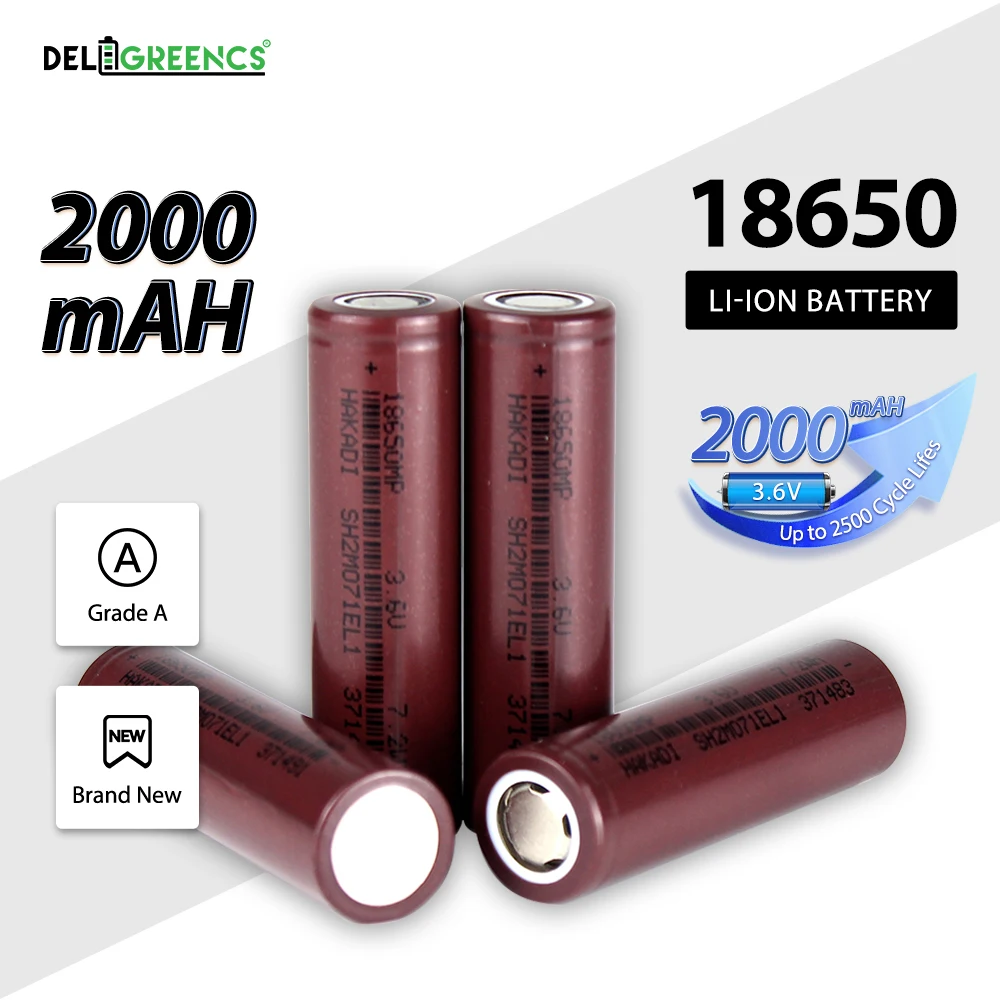 18650 Battery 2000mAh 3.7V Li-ion Rechargeable Lithium Battery Pack ...