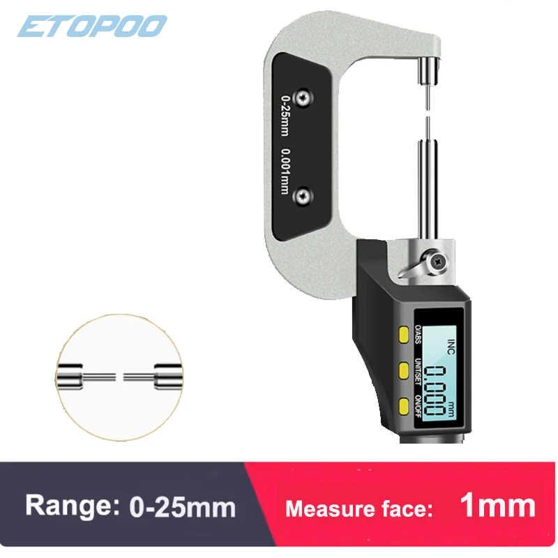 3 keys digital micrometer small measuring surface 0-25mm high accuracy ...