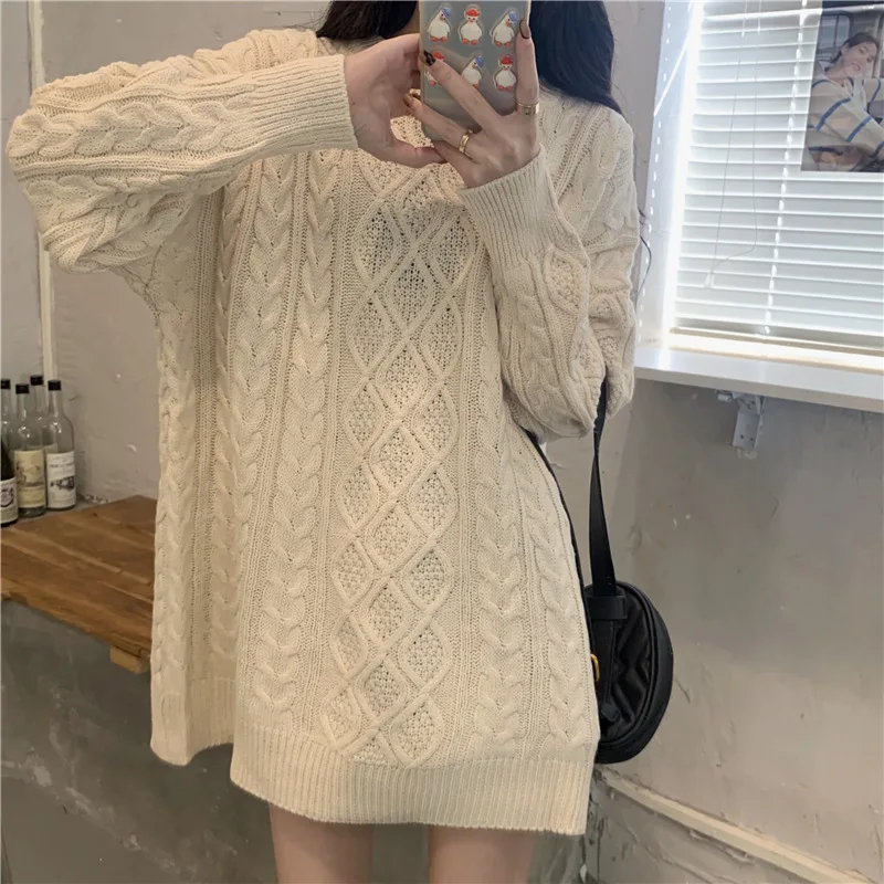 Plus Size Women's Autumn Winter Loose Lazy Style Knitwear Sweater Long ...
