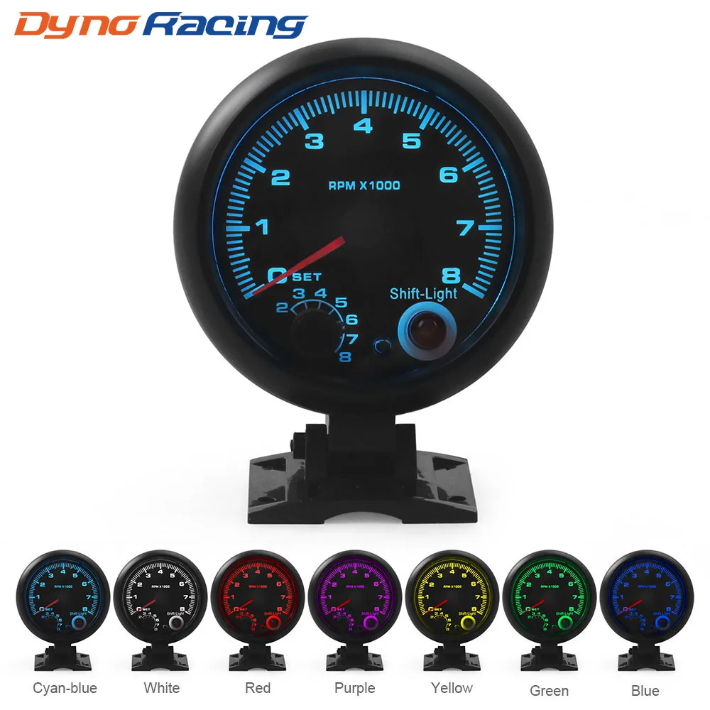 Tachometer Universal 3.75 Inch Tachometer With 7 Colors Led 0-8000rpm ...