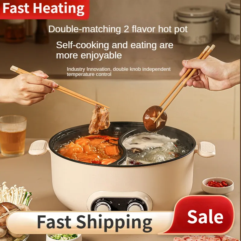 220V-Multi-Cooker-6L-Non-stick-Hotpot-2-Independent-Flavor-Pots ...