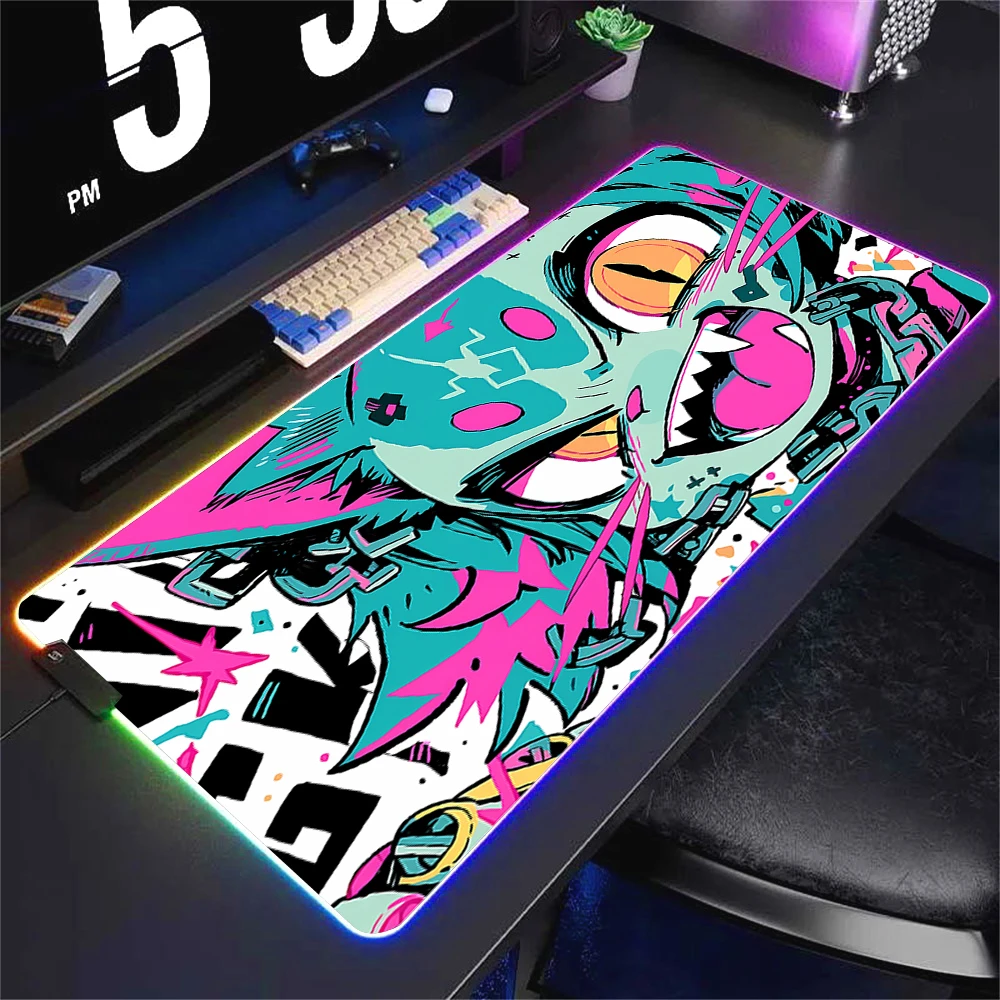RGB-Mousepad-Pink-Punk-Cat-Mouse-Mat-Gamer-Desk-Accessories-Keyboard ...