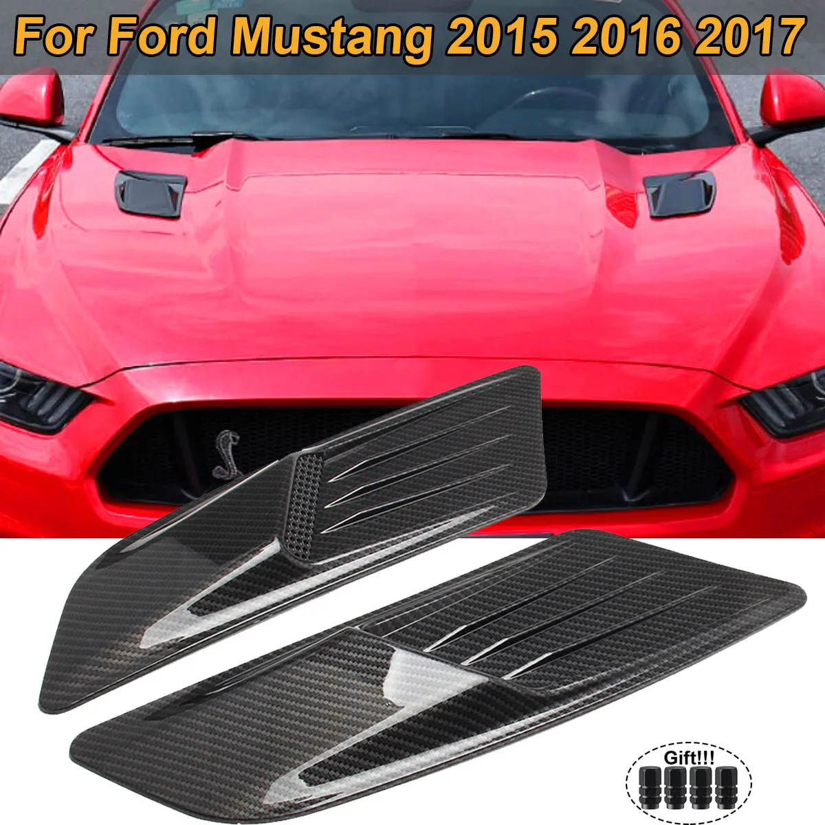 Front Engine Hood Air Flow Intake Scoop Bonnet Vent Cover Trim For Ford ...