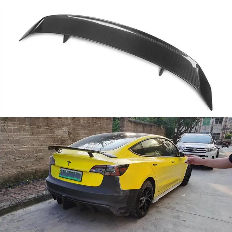 For Tesla Model 3 2019 2020 2021 2022 2023 REAL CARBON FIBER SPOILER ...