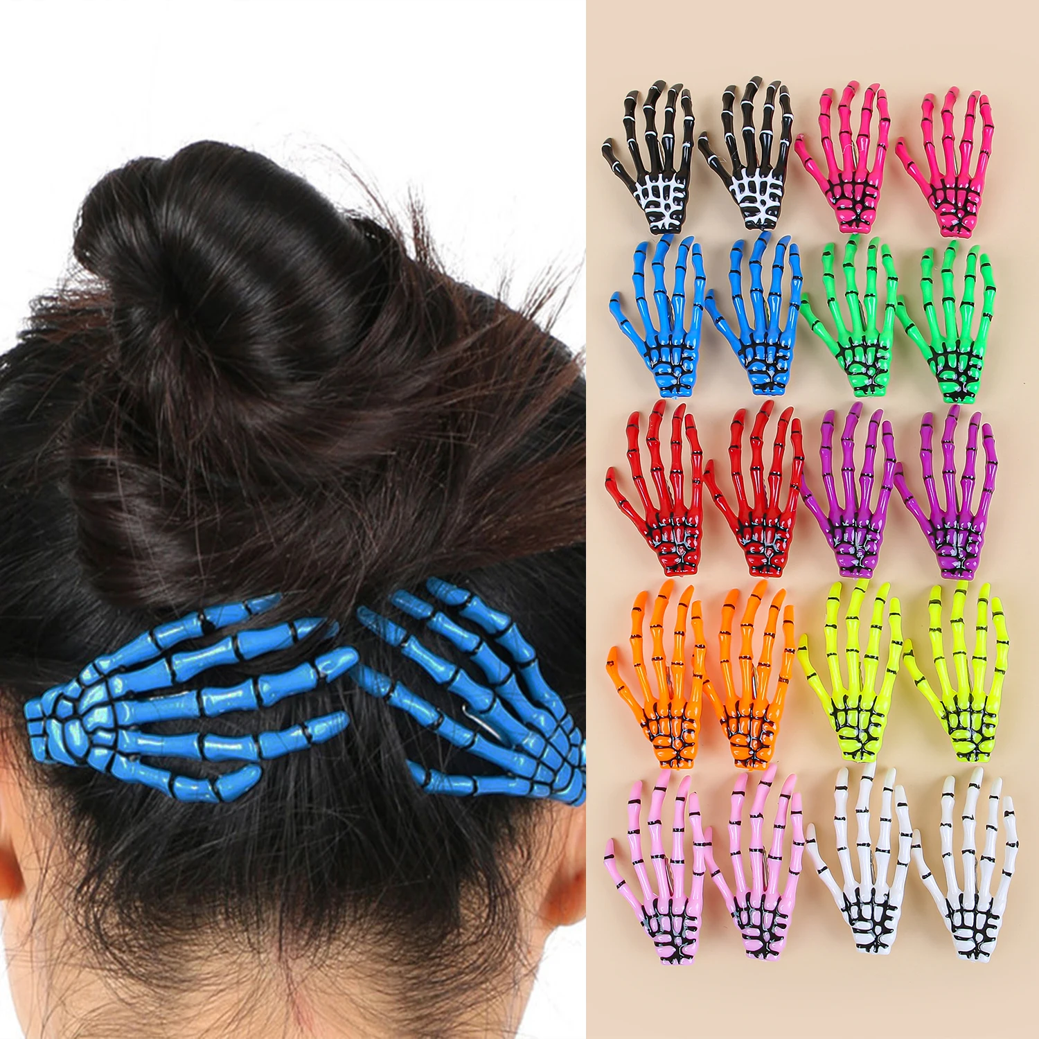 2PCS-Creative-Skeleton-Hand-Hair-Clip-for-Women-Girl-Gothic-Style ...