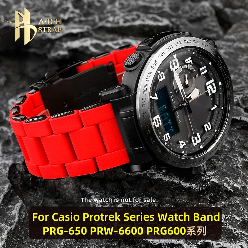 Silicone Coated Steel Strap For Casio Protrek Series PRW 6600 PRG 600 ...